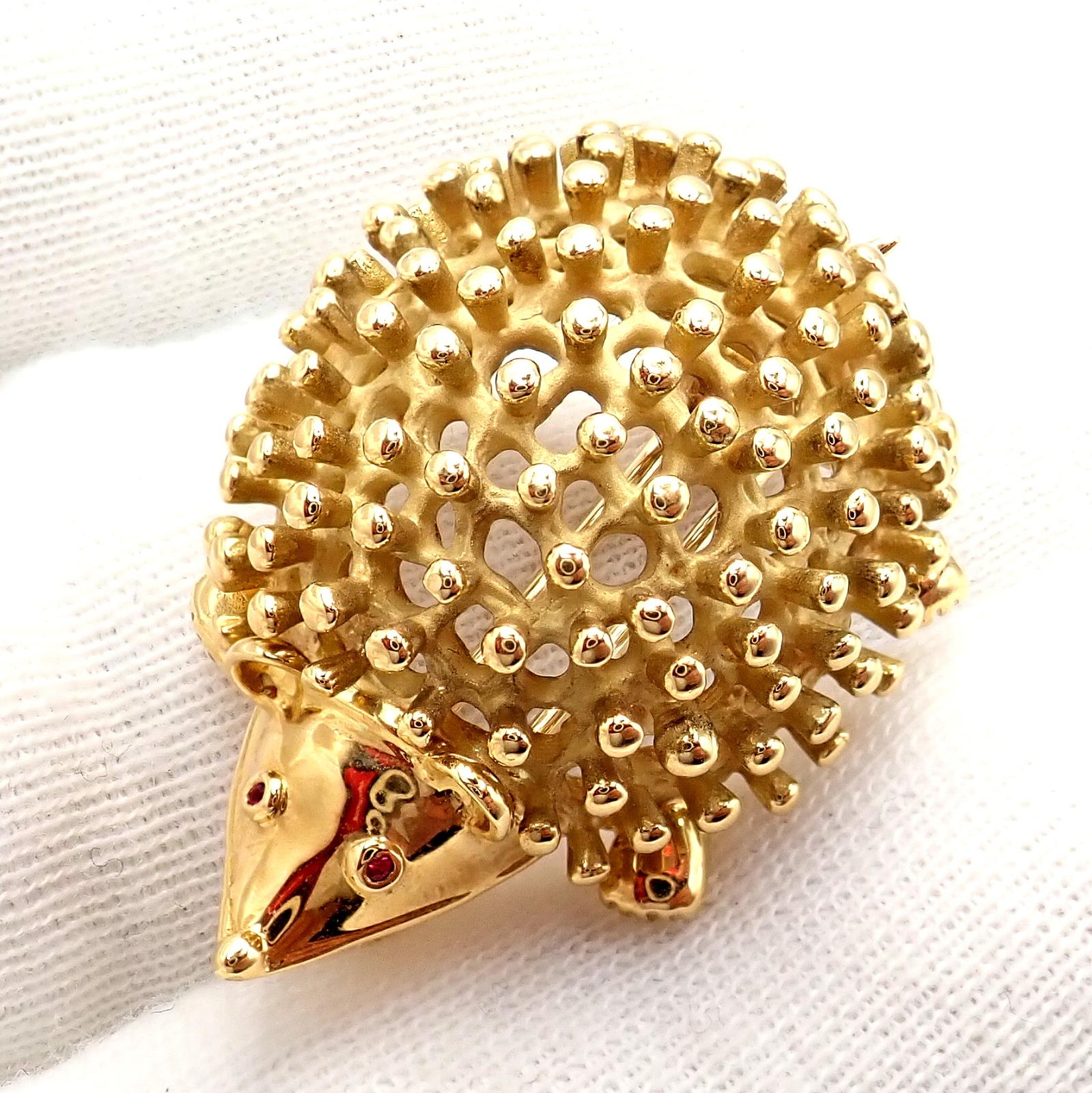 Tiffany and Co Jean Schlumberger Hedgehog Sweet Yellow Gold Brooch Pin ...