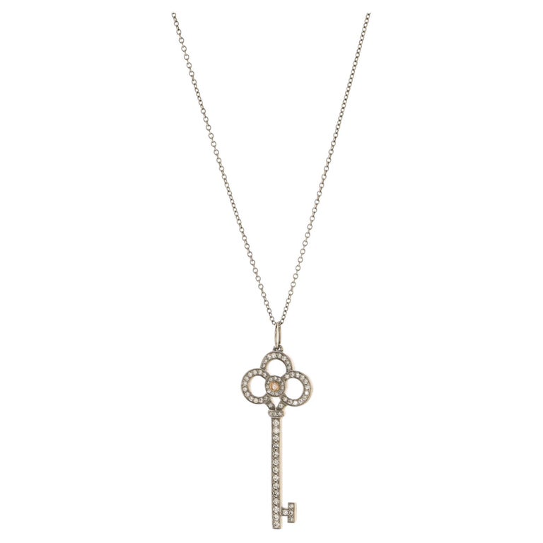Tiffany and Co. Key Pendant Necklace 18k White Gold and Platinum and ...