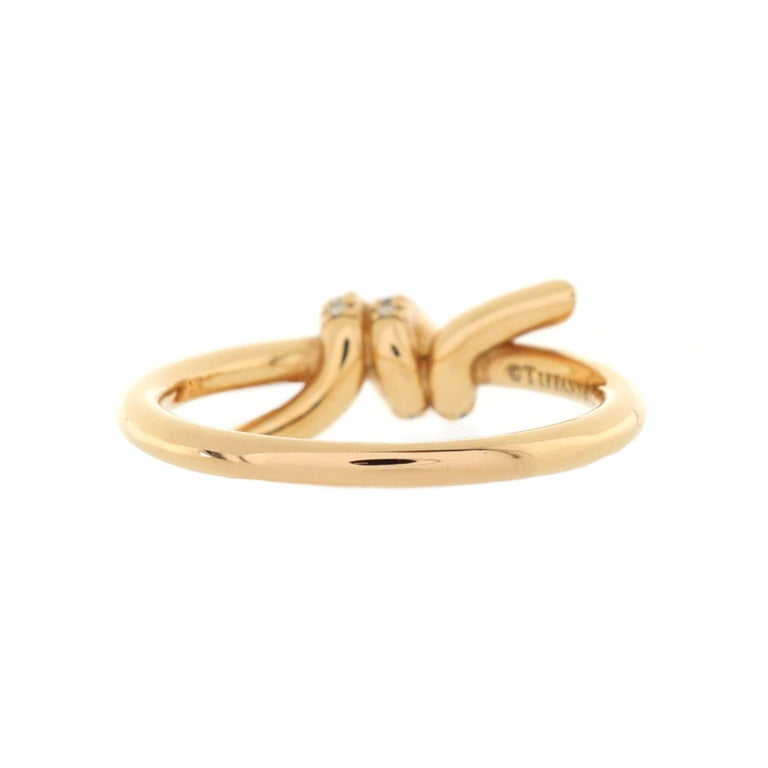 Tiffany and Co. Knot Ring 18k Yellow Gold with Diamonds For Sale at 1stDibs