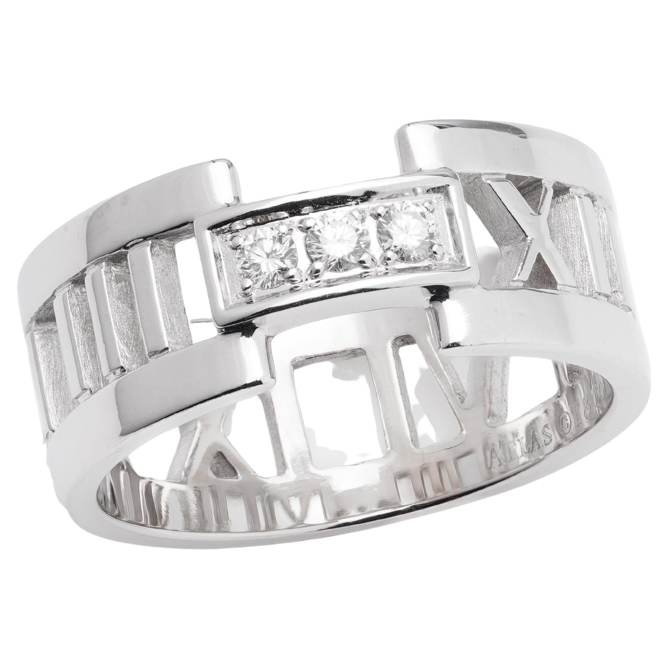 Tiffany and Co. Atlas Gold Open Roman Numeral Band Ring For Sale at ...