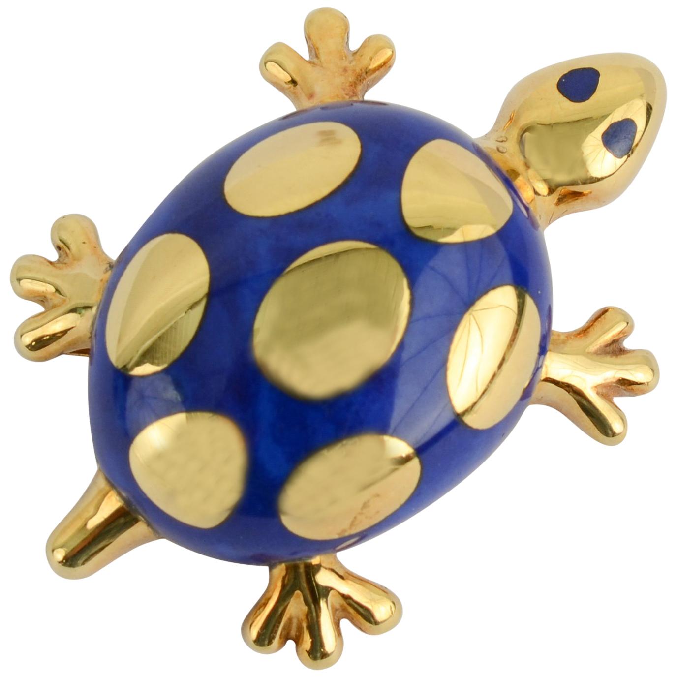 Tiffany and Co. Lapis Lazuli Gold Turtle Brooch at 1stDibs