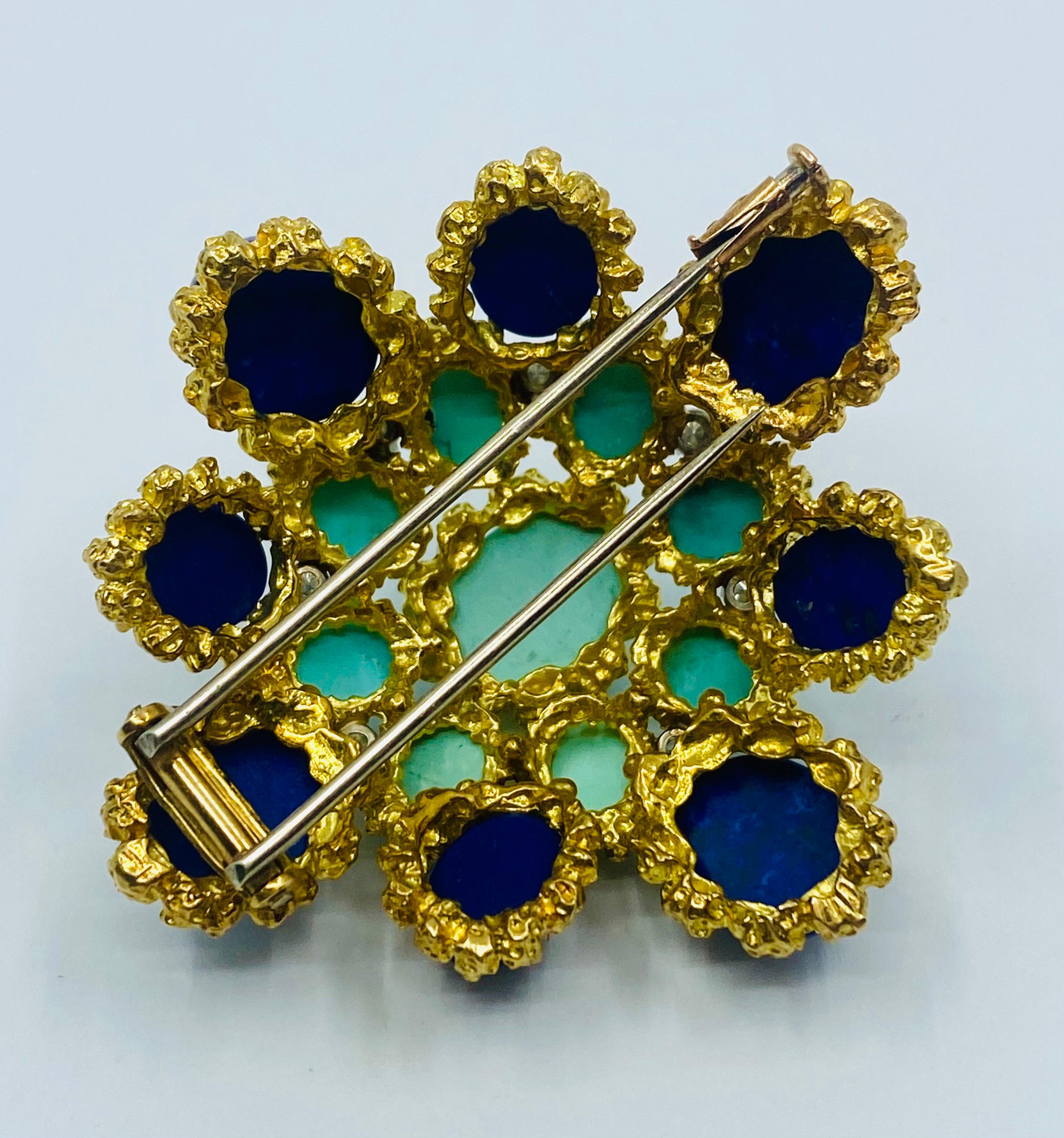 Tiffany and Co Lapis Lazuli Turquoise Brooch For Sale at 1stDibs