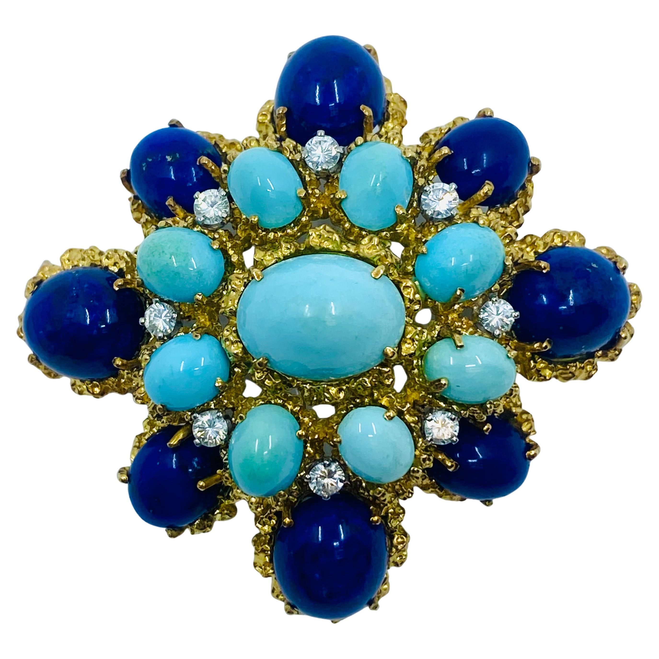 TIFFANY Turquoise Brooch For Sale at 1stDibs