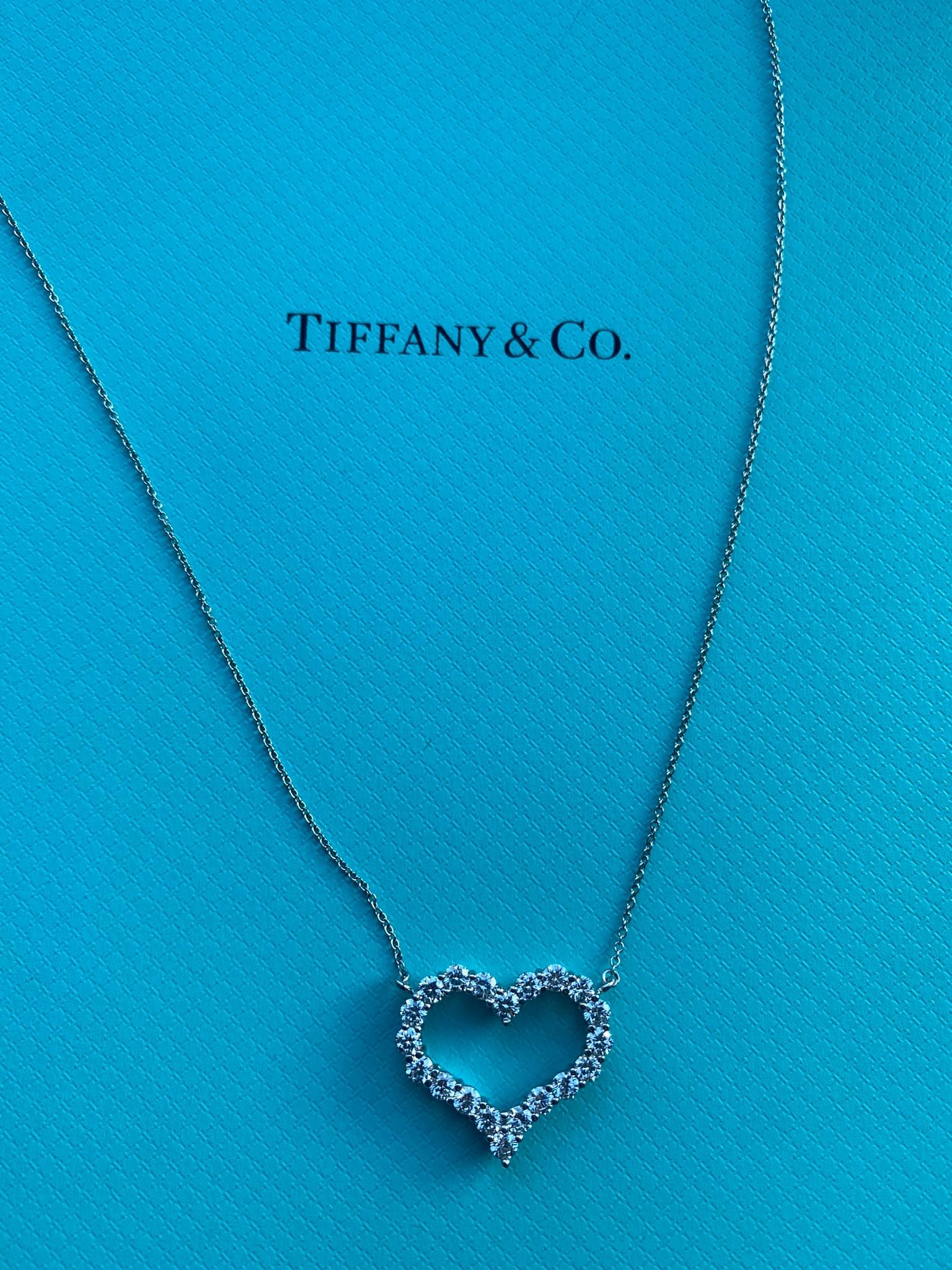 Tiffany Co Large Diamond Heart , platinum , 1.96 ctw diamonds For Sale ...