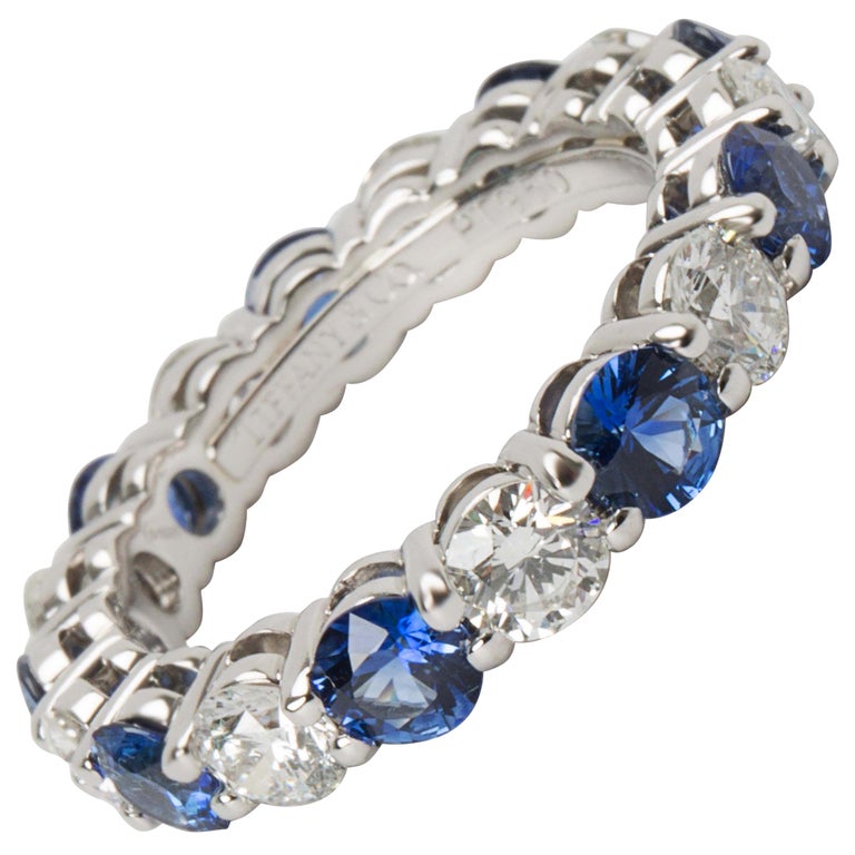 Tiffany and Co. Large Embrace Diamond and Sapphire Band in Platinum ''3.24 Carat'' For Sale at ...