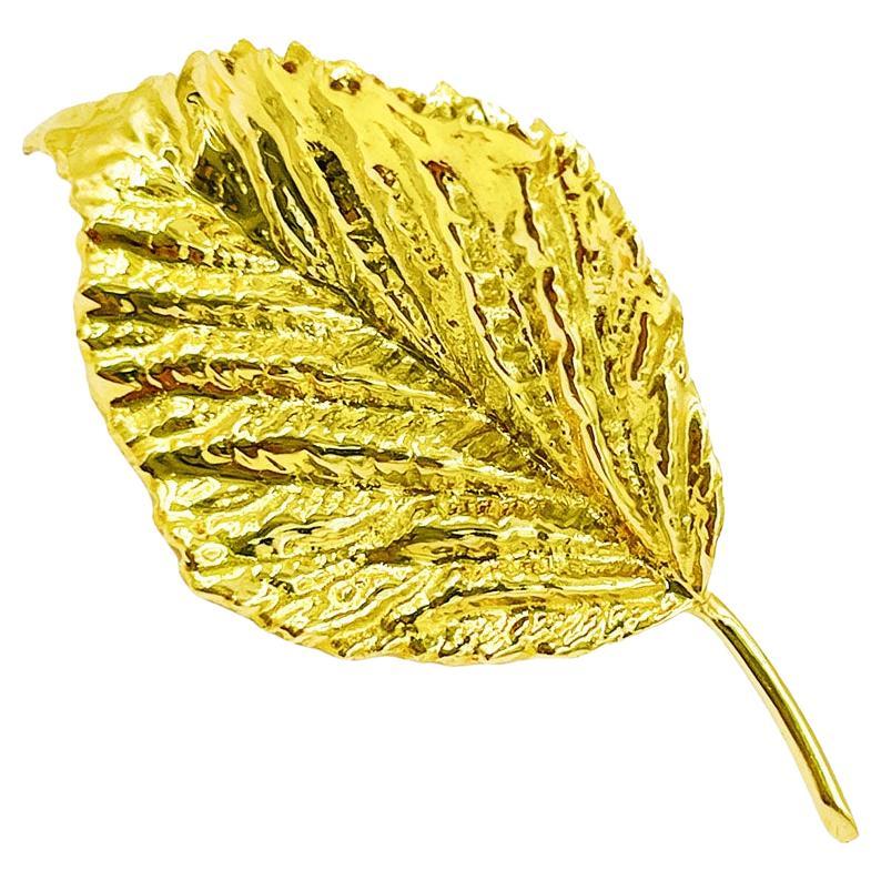 Tiffany Italy Gold Leaf Brooch at 1stDibs | gold leaf pin, vintage gold ...