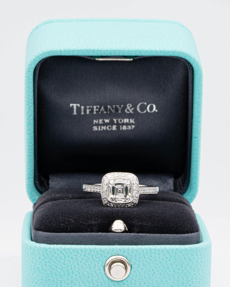 Tiffany and Co. Legacy Cushion Diamond Engagement Ring 1.54 Ct Total G ...