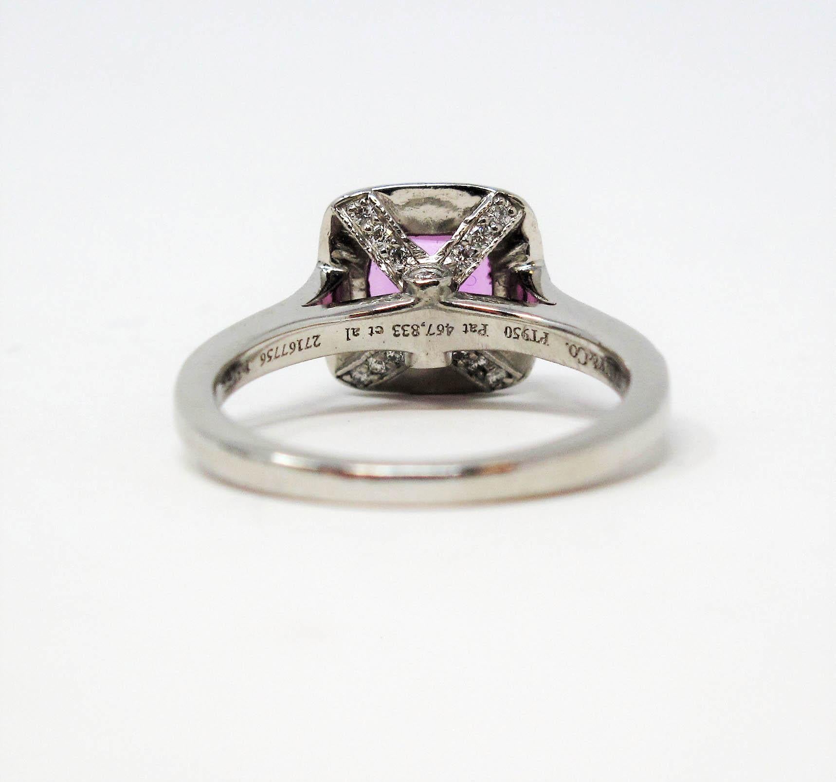 Tiffany and Co. Legacy Pink Sapphire and Diamond Halo Engagement Ring ...