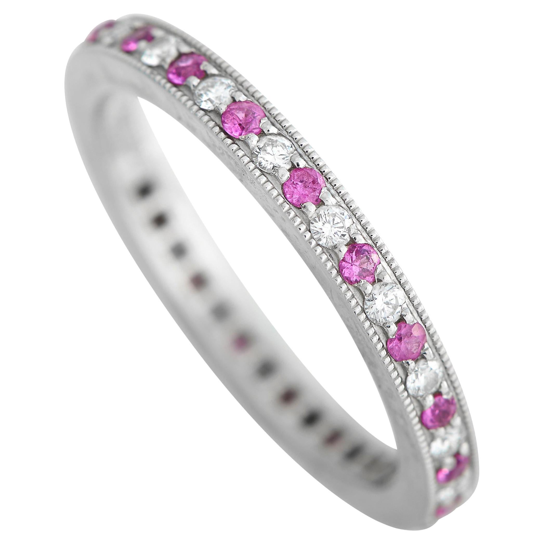 Tiffany and Co. Legacy Platinum Diamond and Ruby Legacy Band Ring For ...