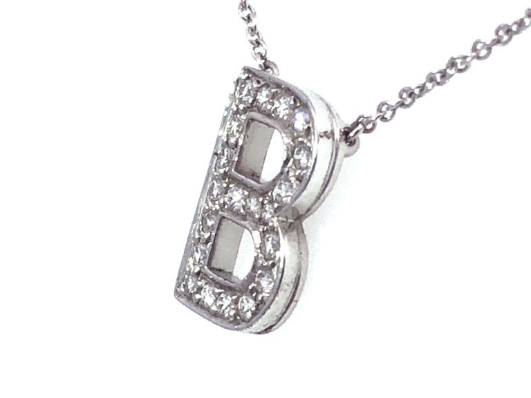 Tiffany and Co Letter B Diamond Necklace in Platinum at 1stDibs