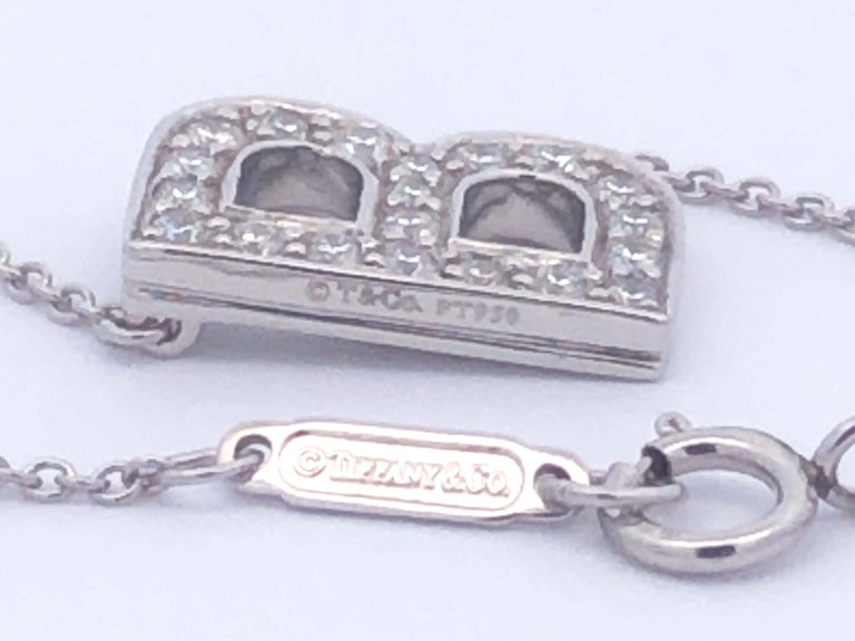 Tiffany and Co Letter B Diamond Necklace in Platinum at 1stDibs