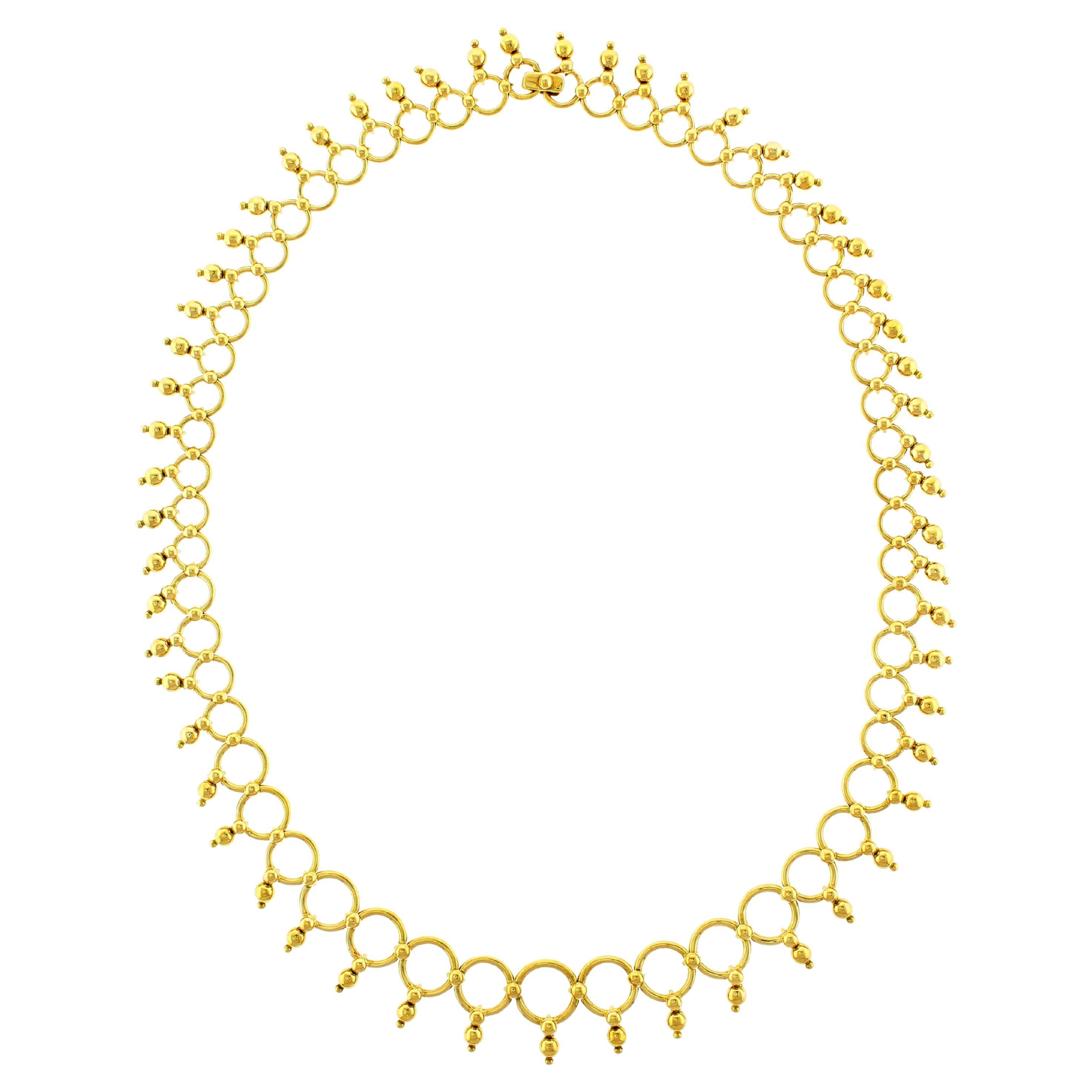 Tiffany and Co. Link and Bead Drop 18 karat Necklace. For Sale at 1stDibs