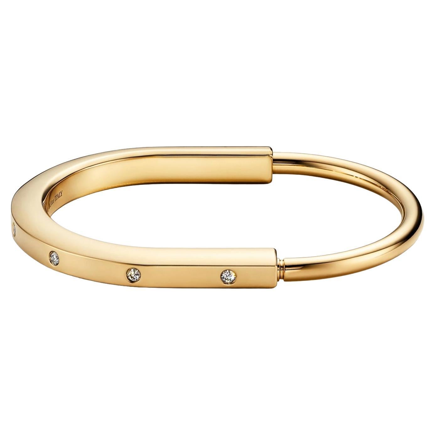 Tiffany and Co Lock Bangle 18k Yellow Gold Medium Size Bracelet For ...