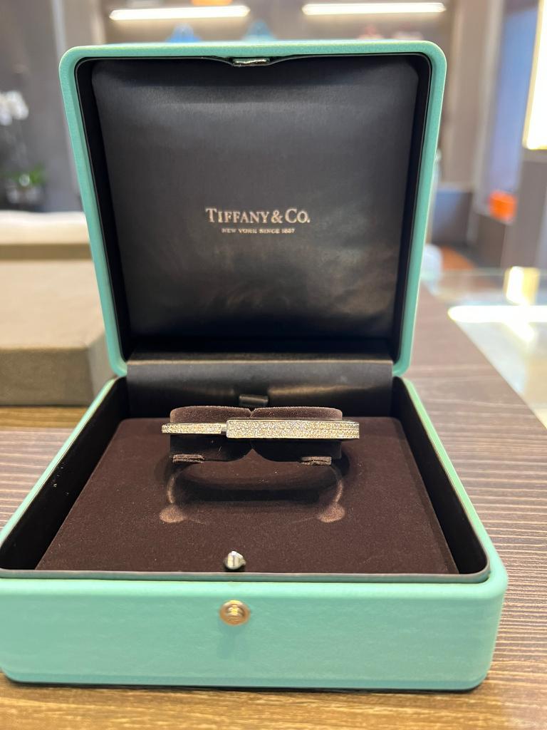 Tiffany and Co. Lock Bangle White Gold Full Pave Diamonds For Sale at ...