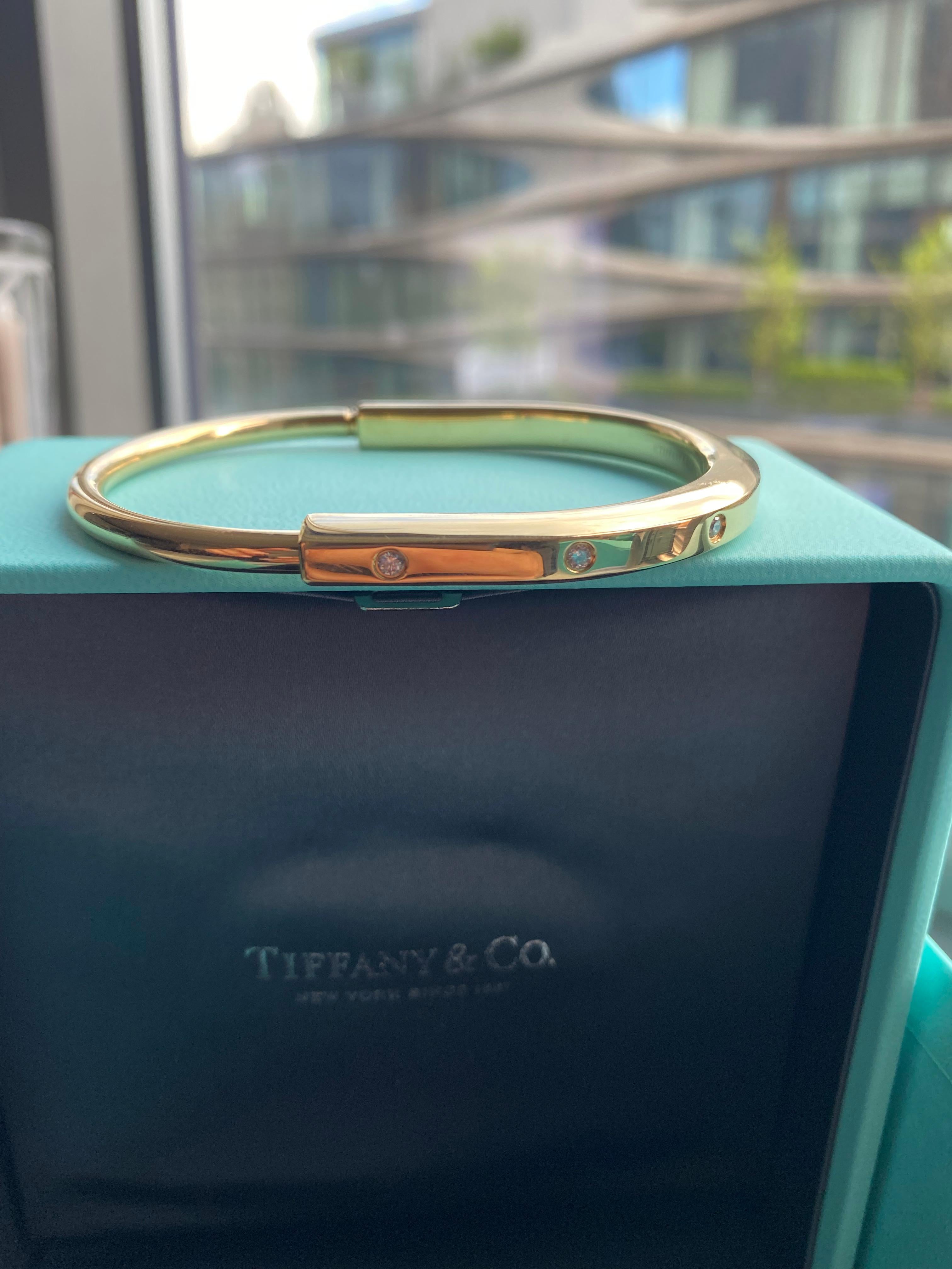 Tiffany Co Lock Bracelet With Diamonds 18k yellow gold at 1stDibs ...