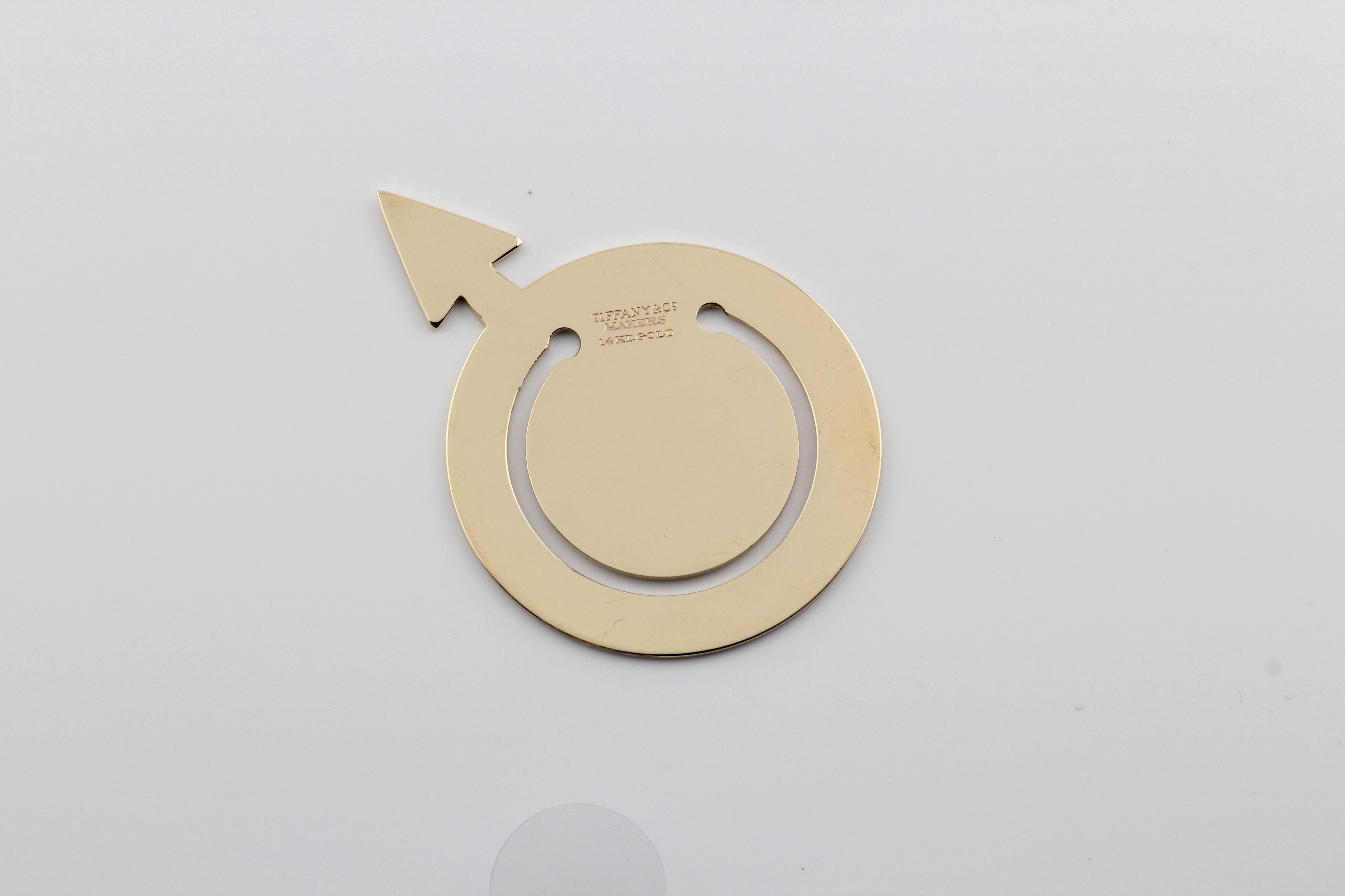 Tiffany and Co. Makers Retro Era 14k Yellow Gold Mars Male Gender Sign ...