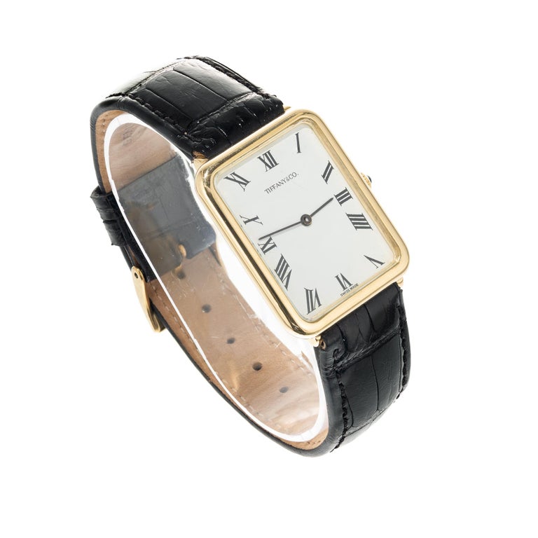 Tiffany and Co. Men's Yellow Gold Chopard Tank Wristwatch at 1stDibs