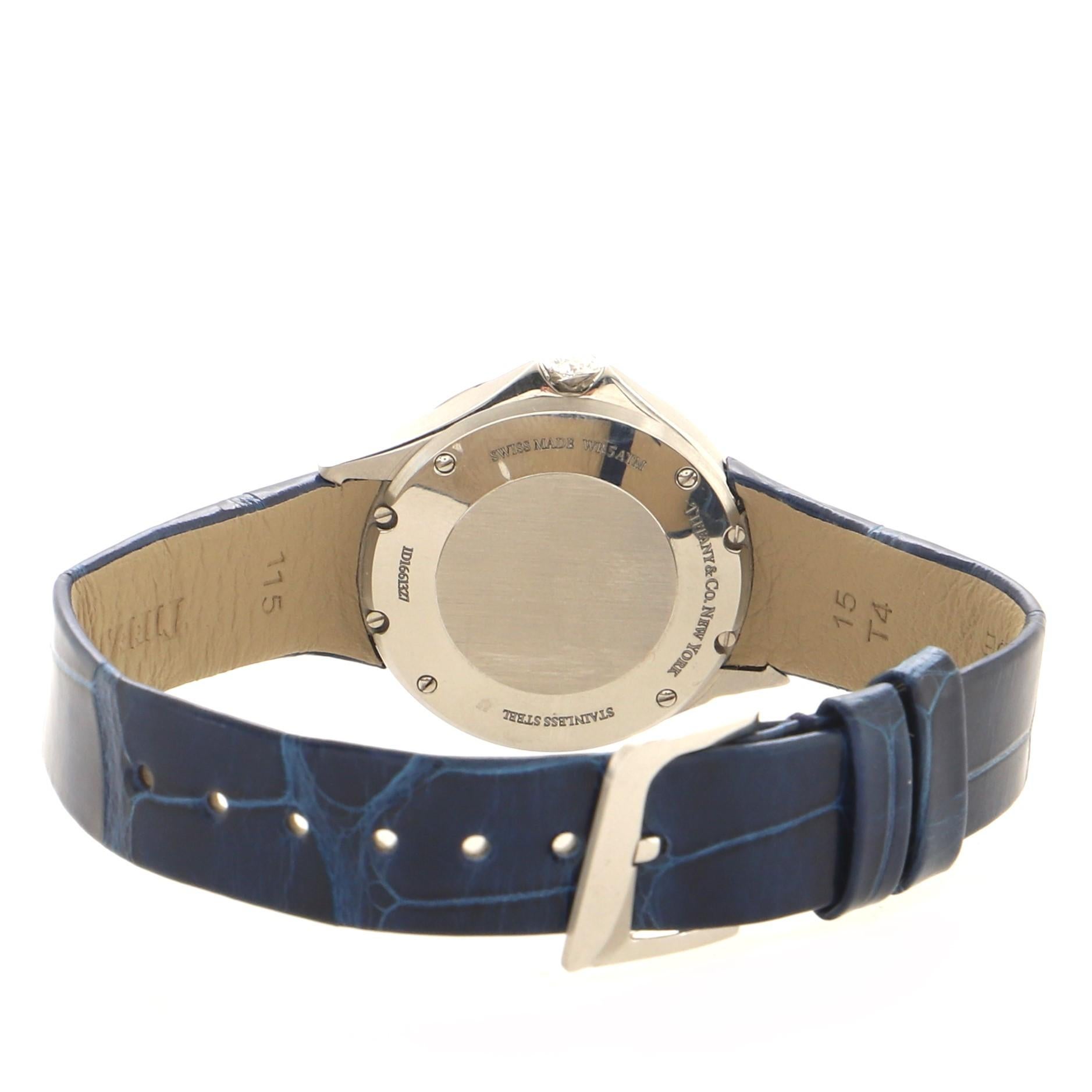 Tiffany and Co. Metro 2-Hand Quartz Watch Stainless Steel and Alligator ...