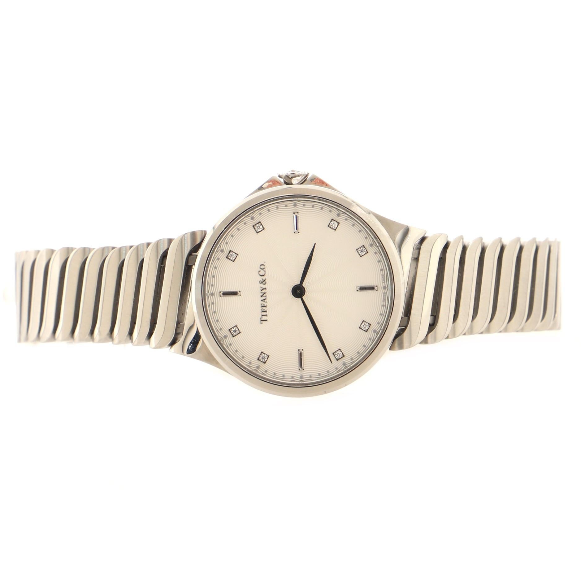 Tiffany and Co. Metro 2-Hand Quartz Watch Stainless Steel with Diamond ...