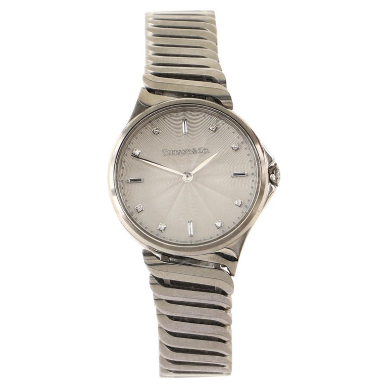 Tiffany and Co. Metro 2-Hand Quartz Watch Stainless Steel with Diamond ...