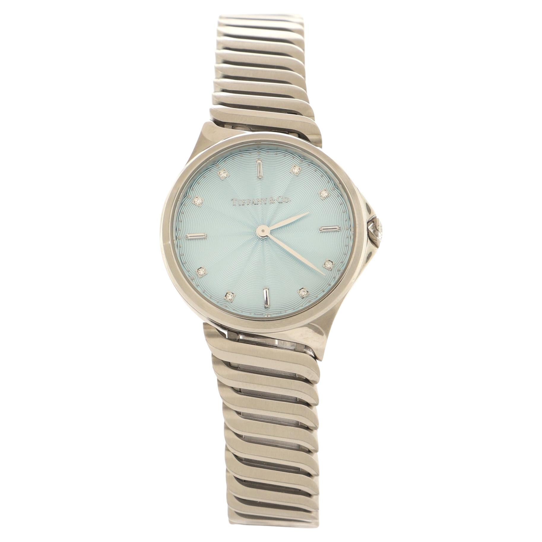 Tiffany and Co. Metro 2-Hand Quartz Watch Stainless Steel with Diamond ...