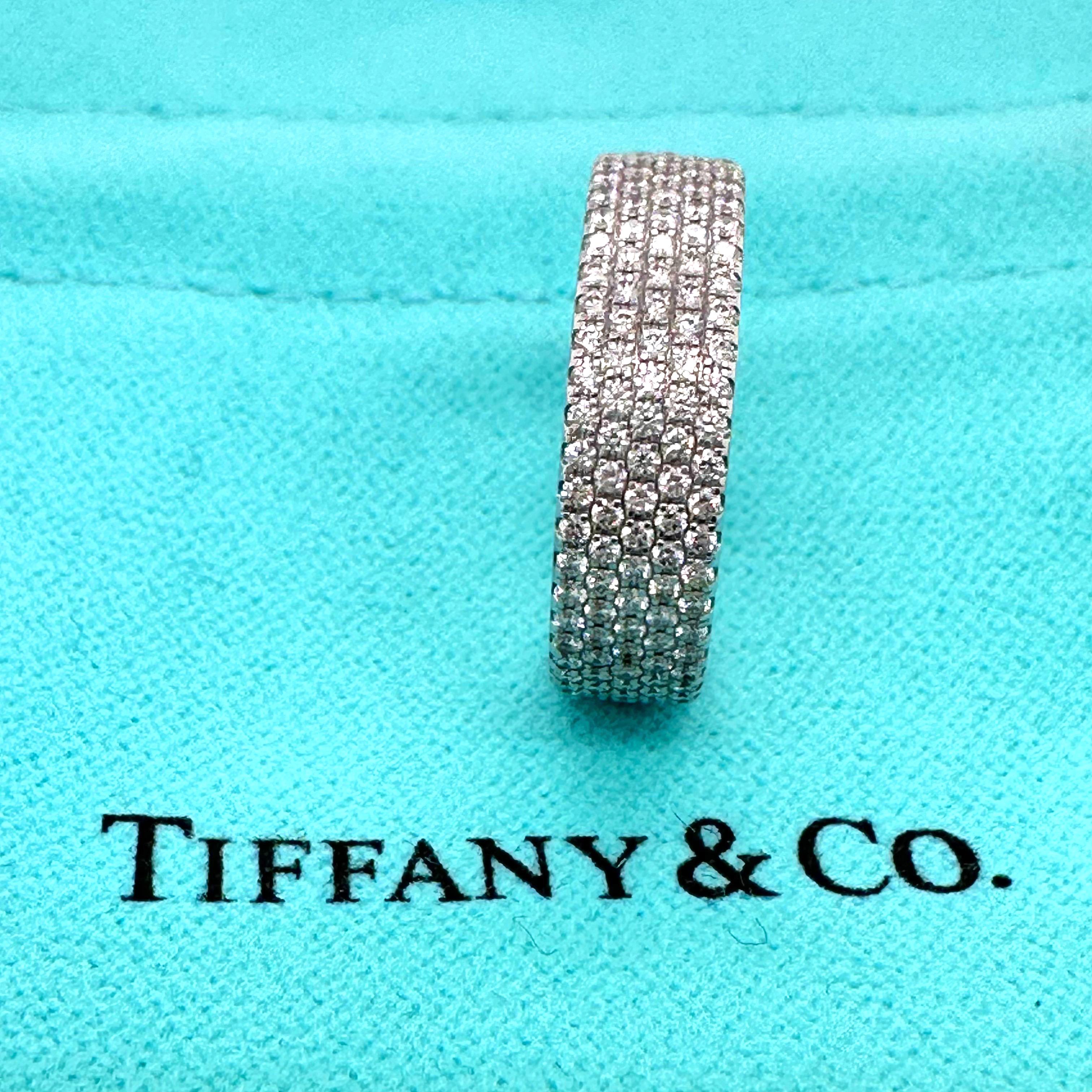 Tiffany and Co Metro 5 Row Diamond 0.90 TCW Band in 18 Karat White Gold ...