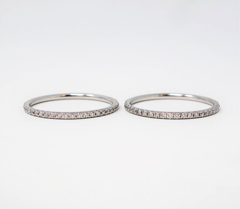 Tiffany and Co. Metro Diamond Band Stacking Rings, Matched Set in 18K ...