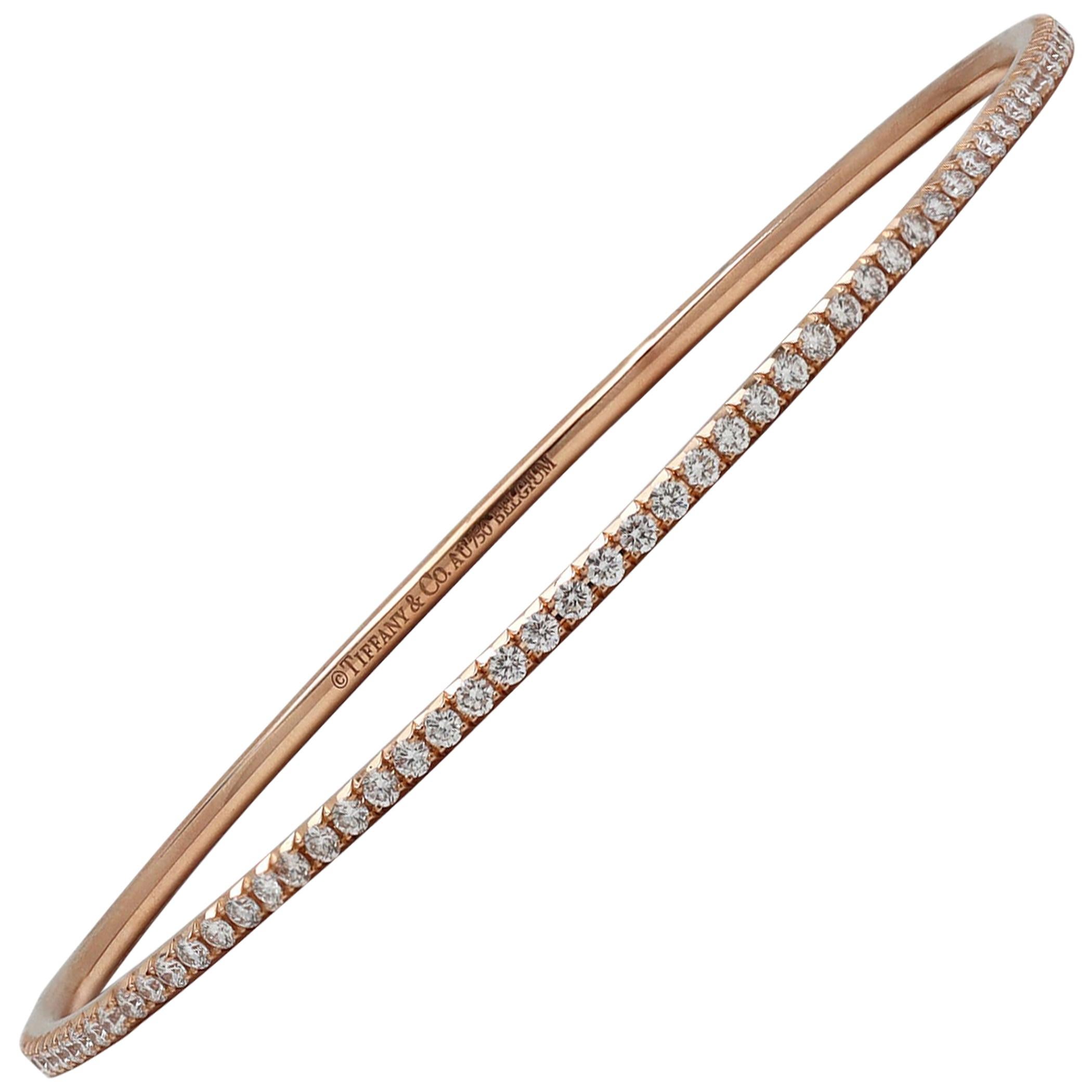 Tiffany and Co. Diamond Wide Yellow Gold Bangle Bracelet at 1stDibs