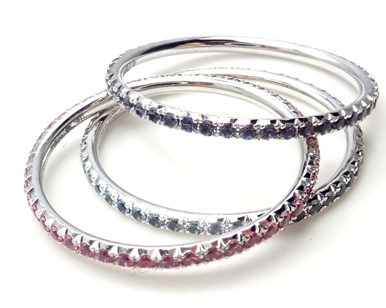 Tiffany and Co. Metro Sapphire Aquamarine Iolite Three Bands Stacking ...