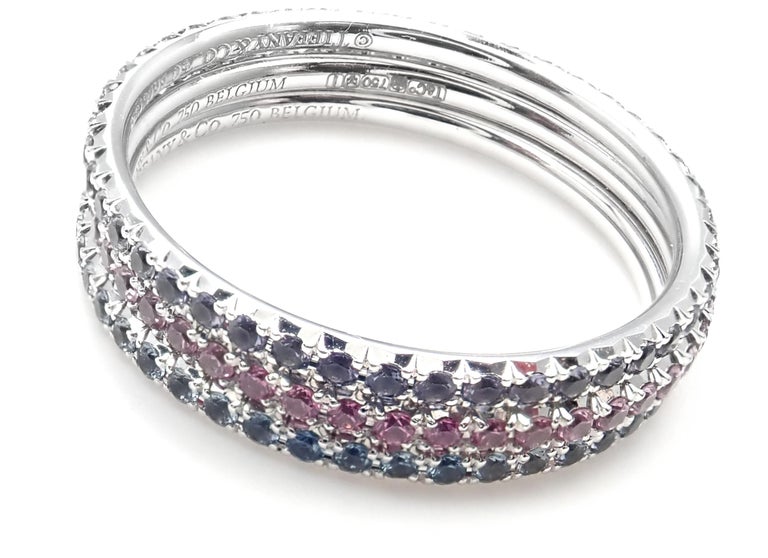 Tiffany and Co. Metro Sapphire Aquamarine Iolite Three Bands Stacking ...