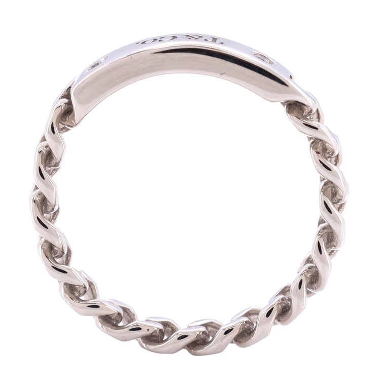 Tiffany and Co. Micro Link ID Chain Ring 18k White Gold with Diamonds ...