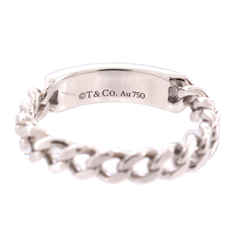 Tiffany and Co. Micro Link ID Chain Ring 18k White Gold with Diamonds ...