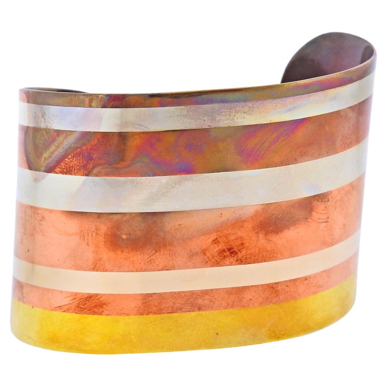 Tiffany and Co Mixed Metal Inlay Cuff Bracelet For Sale at 1stDibs