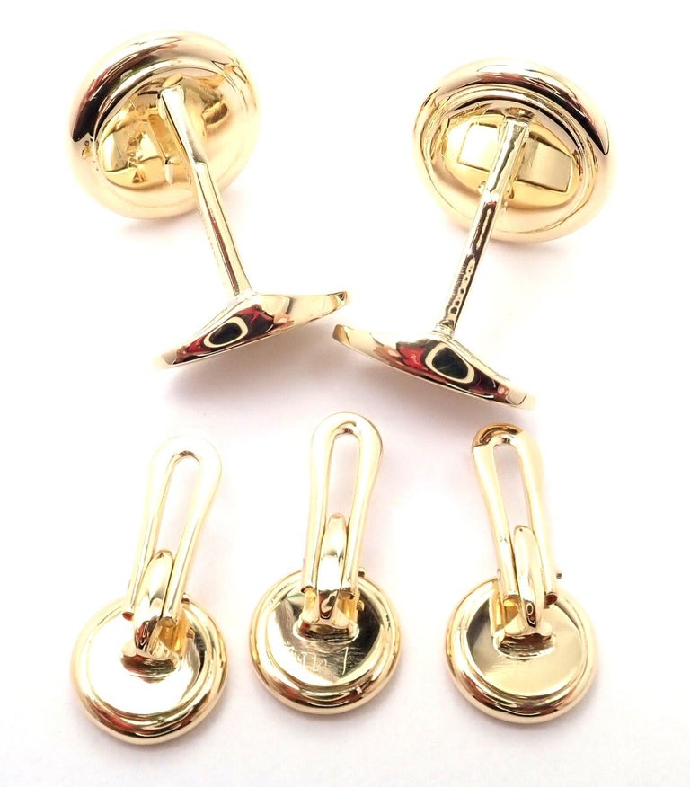 Tiffany and Co Mother Of Pearl Yellow Gold Set Of Cufflinks and Buttons ...