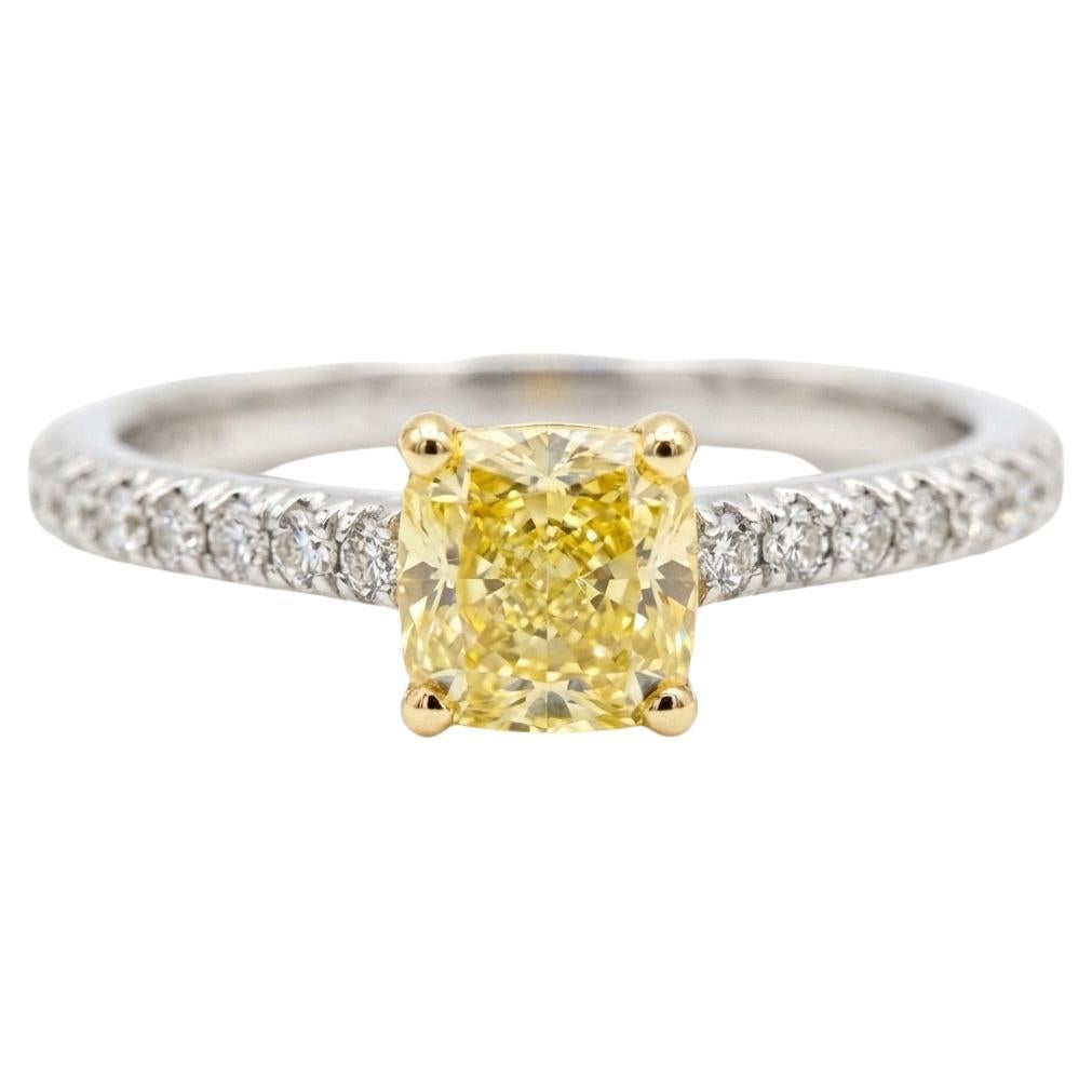 Tiffany and Co Platinum 18K Gold Soleste Yellow Diamond Ring and ...