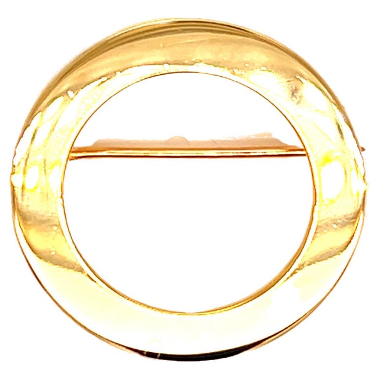 Tiffany and Co. Open Circle Pin in 14k Yellow Gold For Sale at 1stDibs