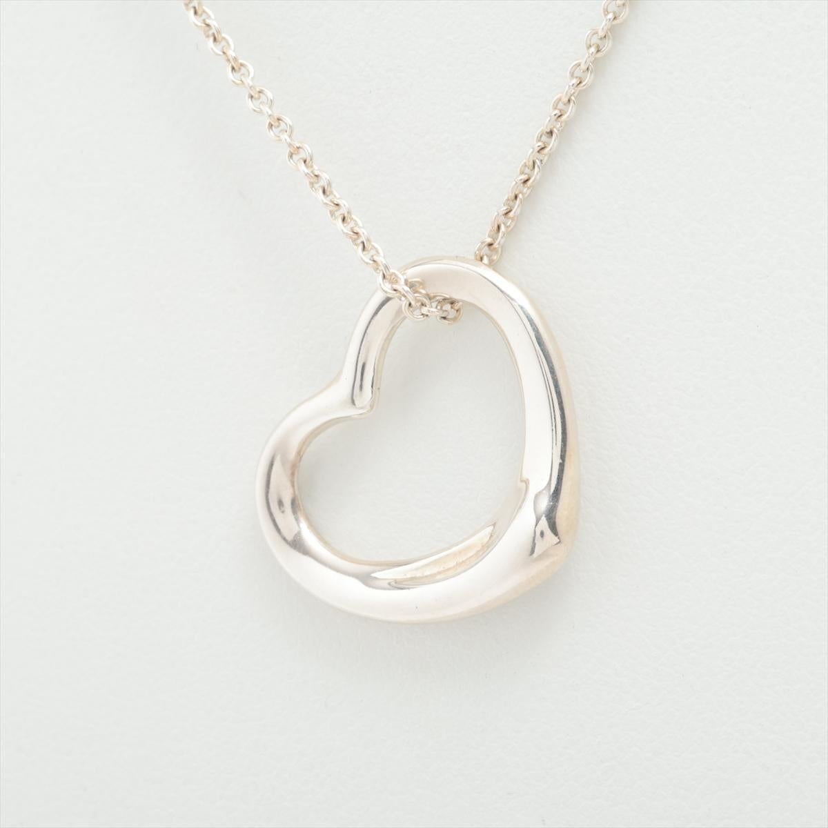 Tiffany and Co. Open Heart Elsa Peretti Necklace Silver For Sale at 1stDibs