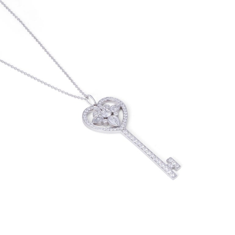 Tiffany and Co. 'Ornate Heart Key' Platinum and Diamond Pendant For ...