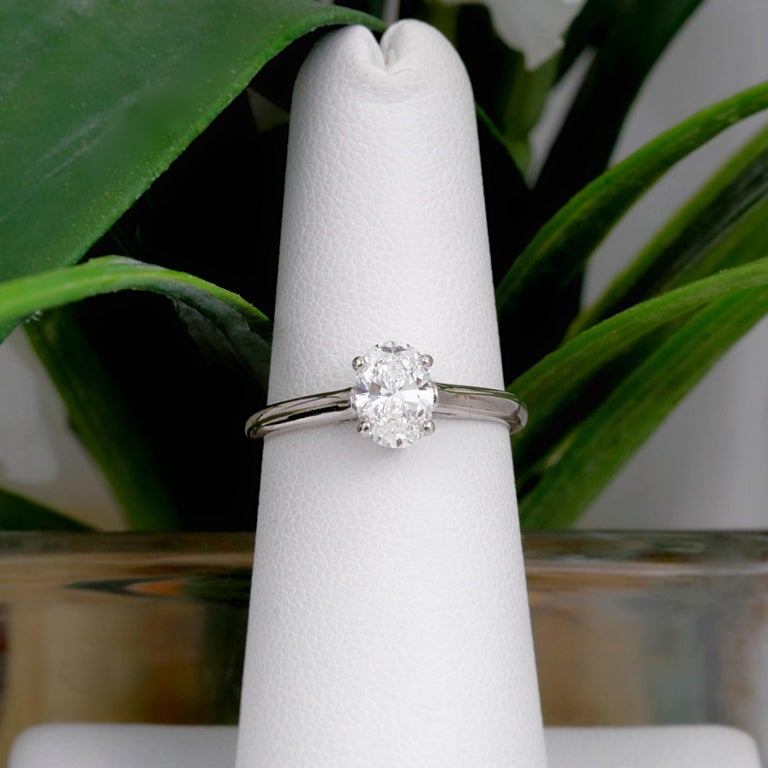 Tiffany and Co. Oval Diamond 0.66 Carat E VVS2 Solitaire Engagement ...