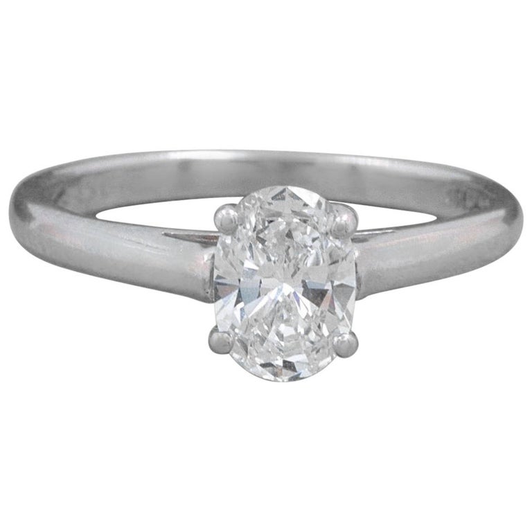 Tiffany and Co. Oval Diamond 0.66 Carat E VVS2 Solitaire Engagement ...