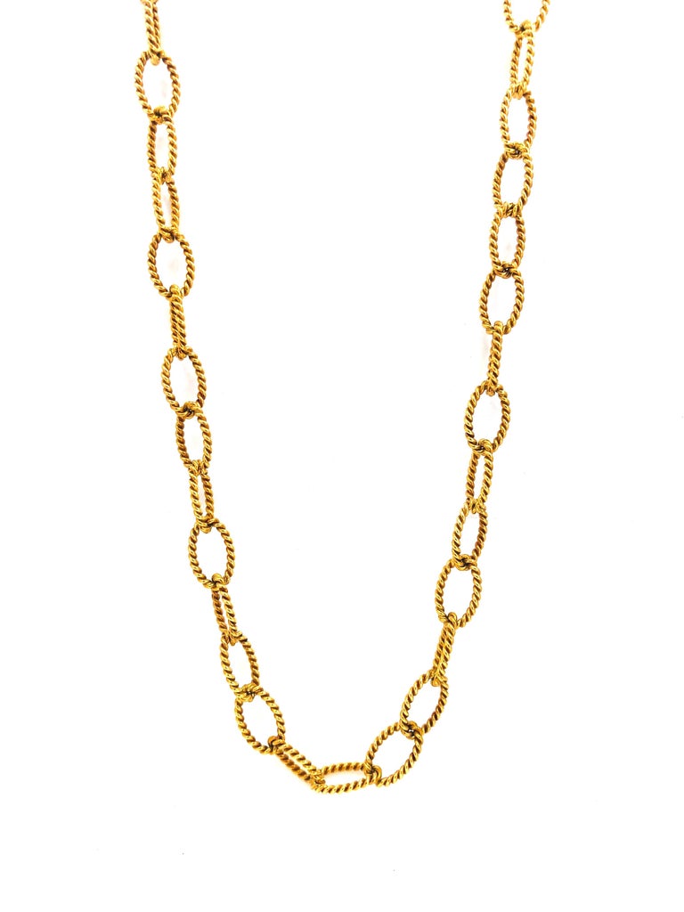 Tiffany and Co. Oval Link Ribbed 18 Karat Gold Chain Necklace and ...