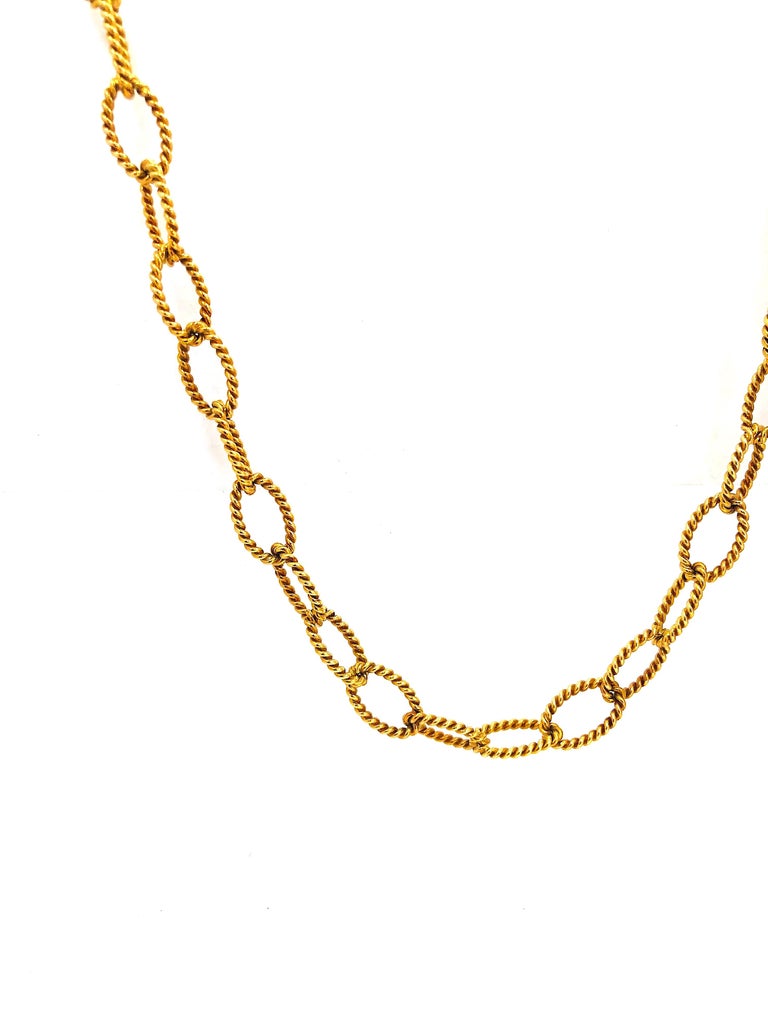 Tiffany and Co. Oval Link Ribbed 18 Karat Gold Chain Necklace and ...