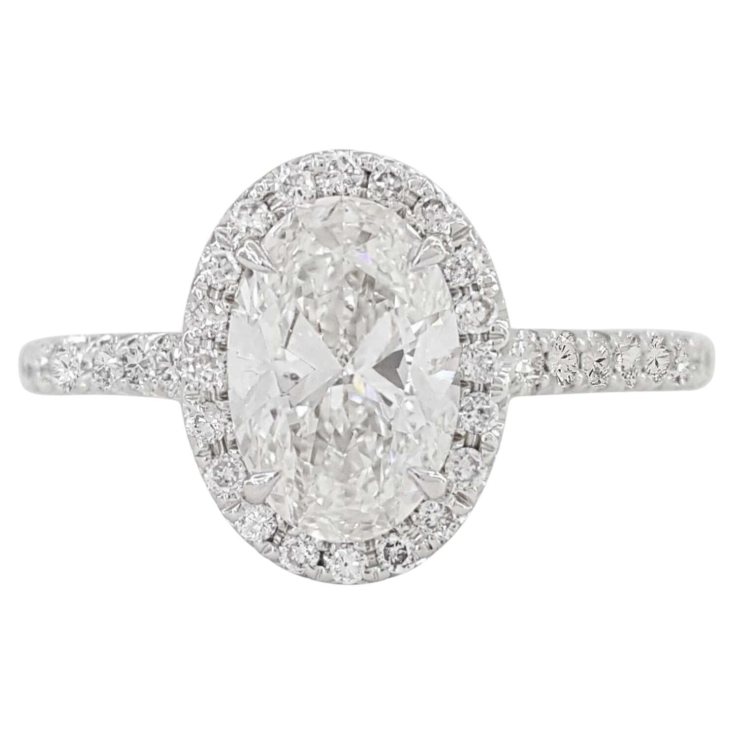 Tiffany and Co. Oval Soleste Diamond Engagement Solitaire Platinum Ring ...