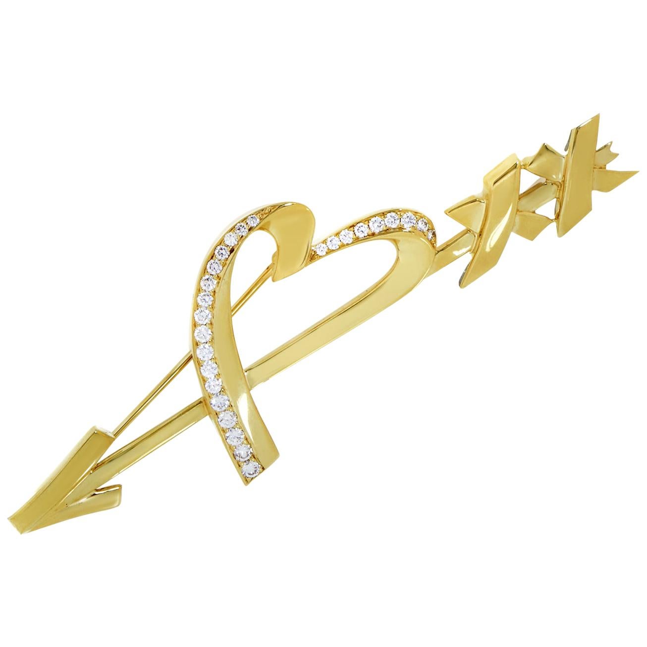 Tiffany and Co. Paloma Picasso 18 Karat Yellow Gold Diamond Heart and ...