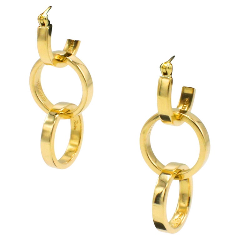 Tiffany and Co. Paloma Picasso Interlocking Gold Hoop Dangle Drop ...