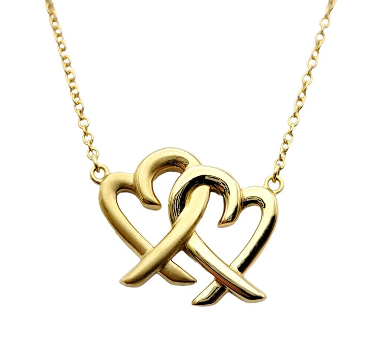 Tiffany and Co. Paloma Picasso Interlocking Hearts Pendant Necklace 18 Karat Gold For Sale at ...