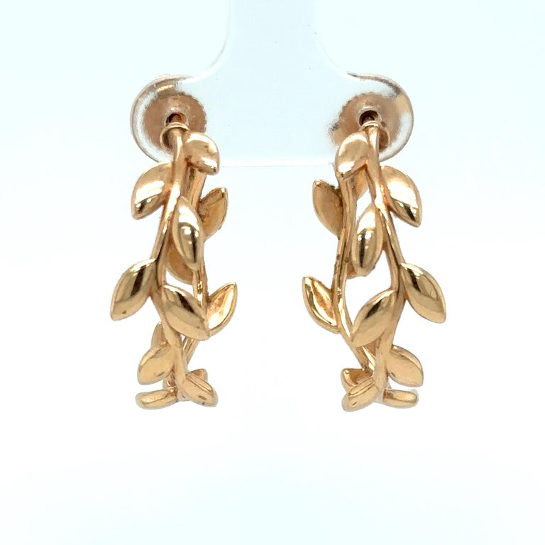 Tiffany and Co. Paloma Picasso Olive Leaf Hoop Earrings in 18 Karat ...