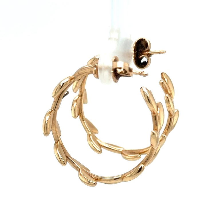 Tiffany And Co Paloma Picasso Olive Leaf Hoop Earrings In 18 Karat