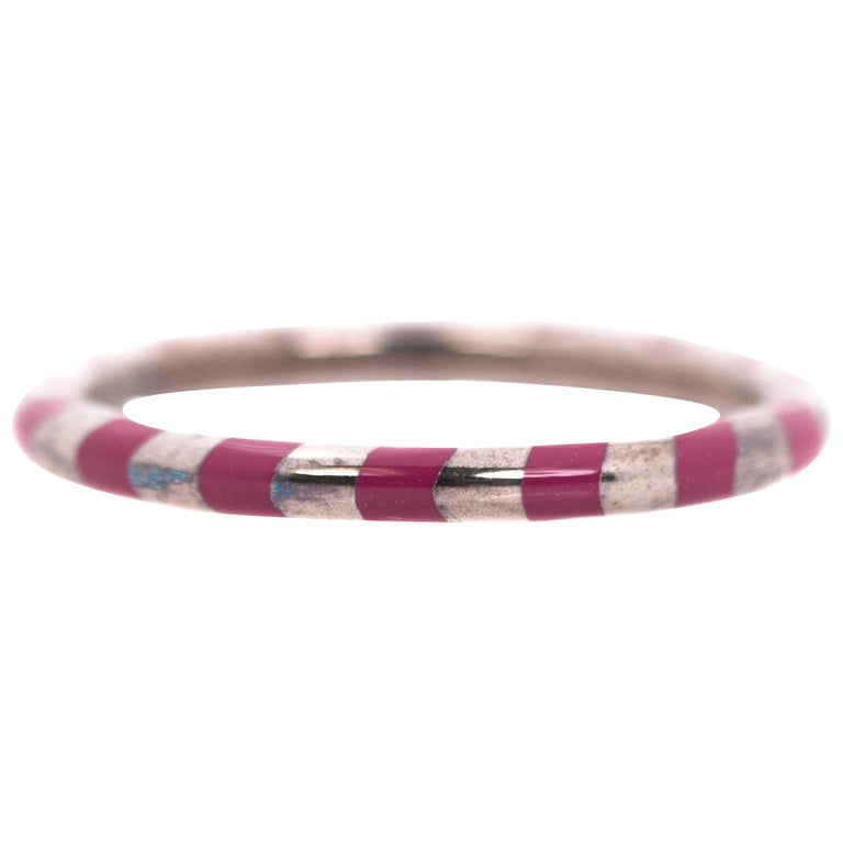 Tiffany and Co. Paloma Picasso Sterling Silver, Red Enamel Candy Cane ...