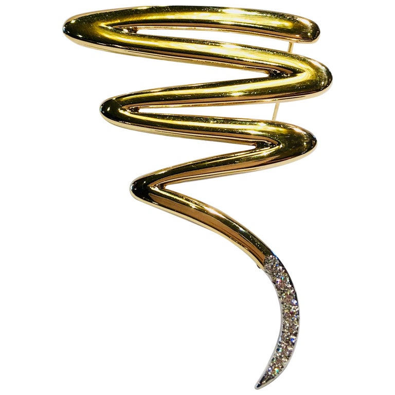 Tiffany and Co. Paloma Picasso Zig Zag Scribble Pin 18 Karat Gold ...